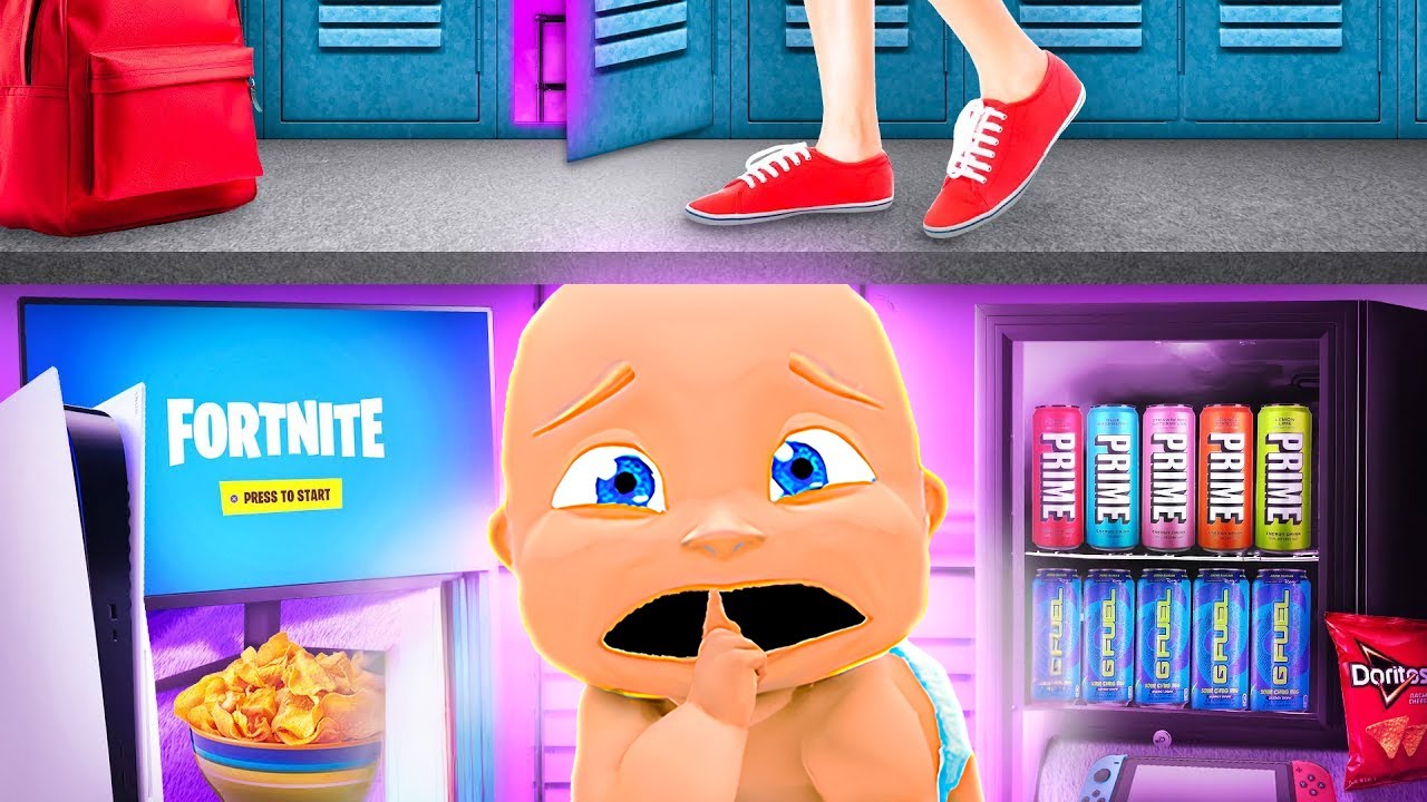 Baby Built a SECRET GAMING ROOM in School! - YouTube