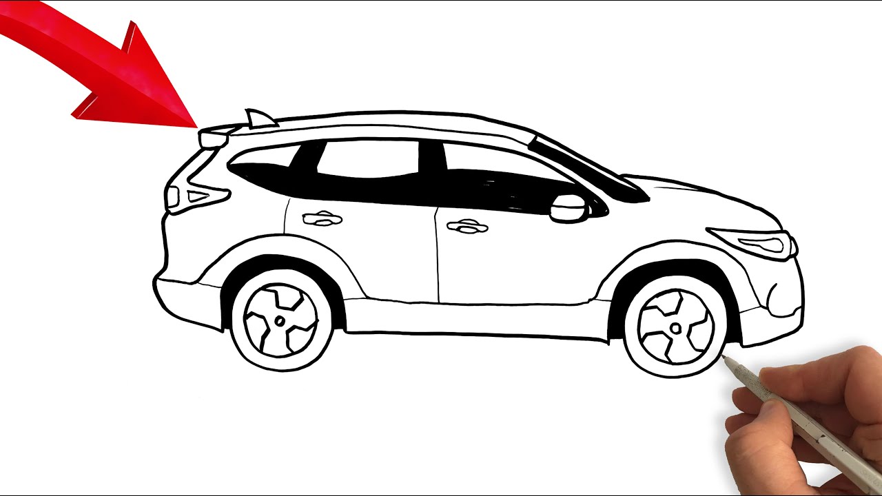 How to draw Honda CR-V step by step for beginners - Easy Car Drawings ...