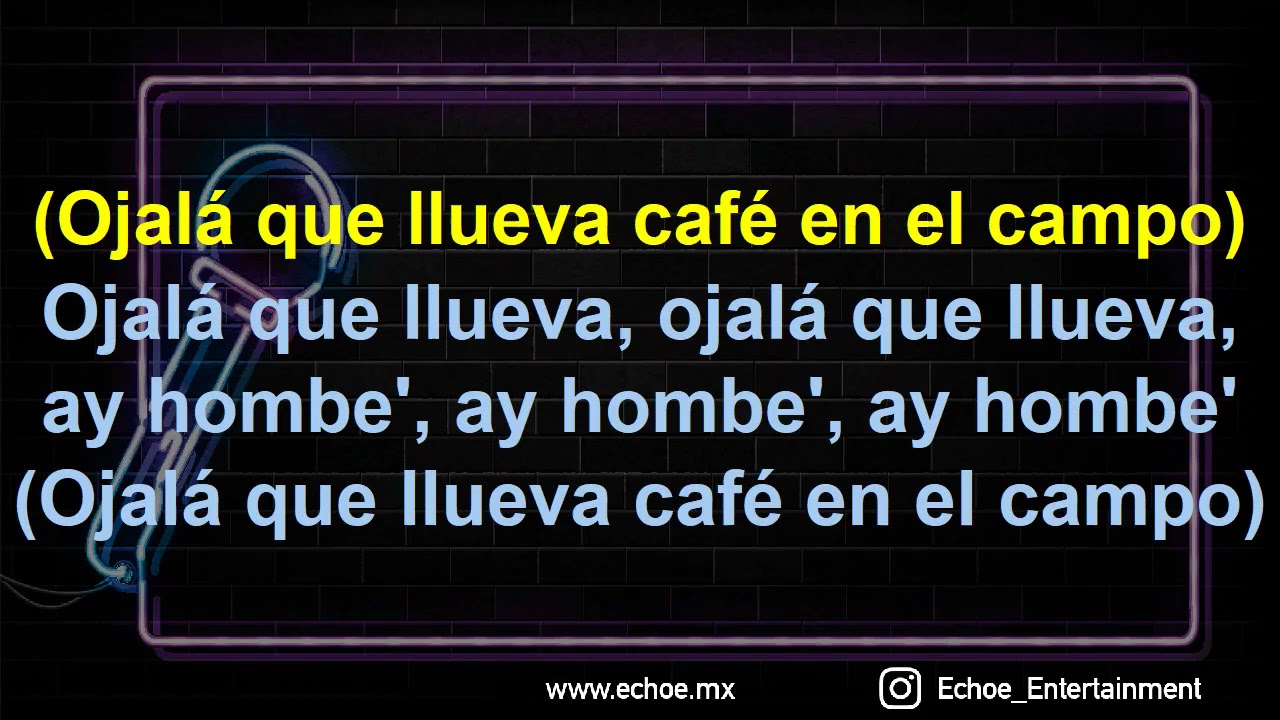 Juan Luis Guerra - Ojala Que Llueva Cafe (Versión Karaoke) - YouTube