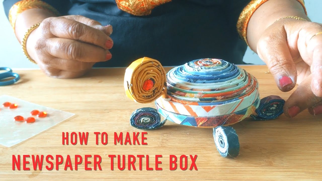 How To Make Newspaper Turtle Box | DIY - YouTube