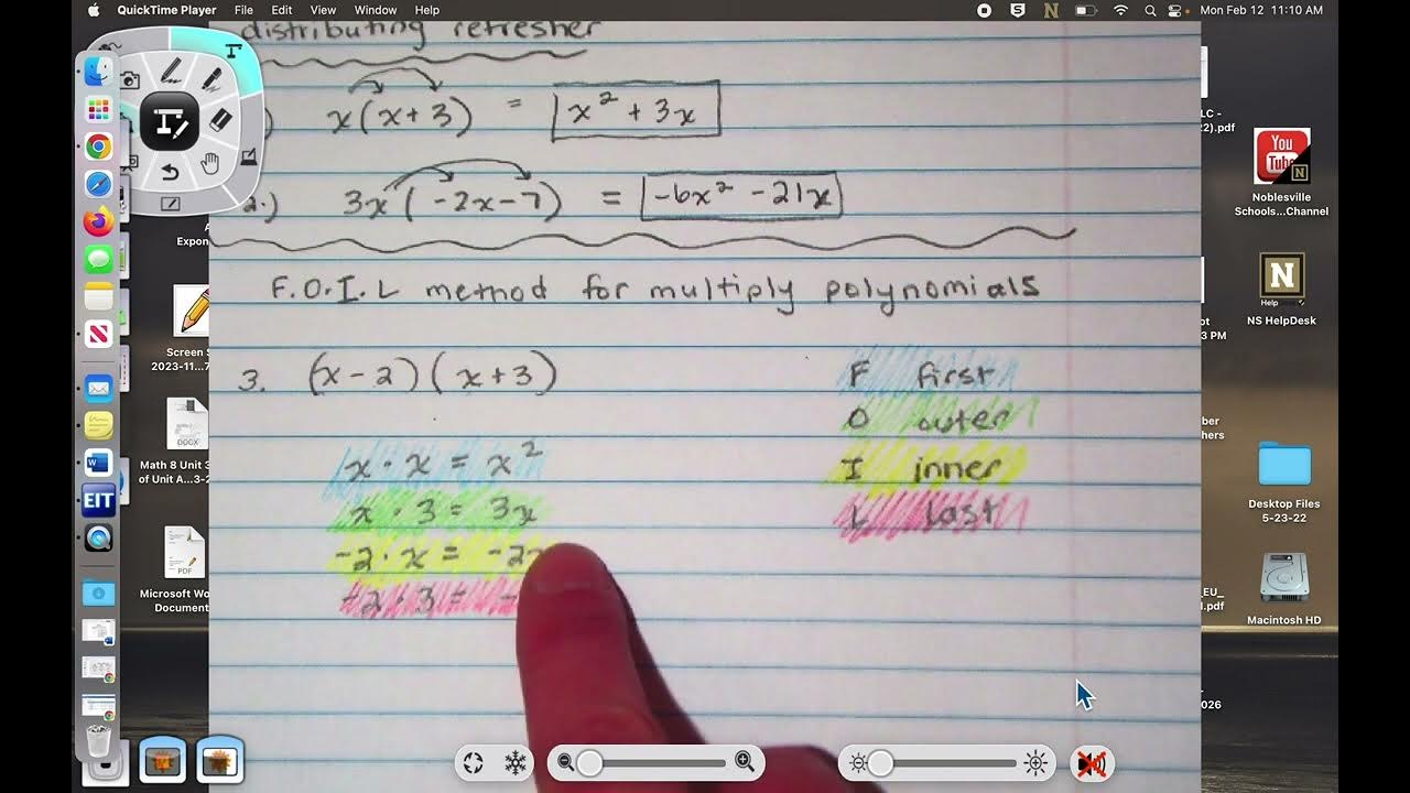 2-12-24 Polynomials: Multiplying Using FOIL Method (part 1) - YouTube