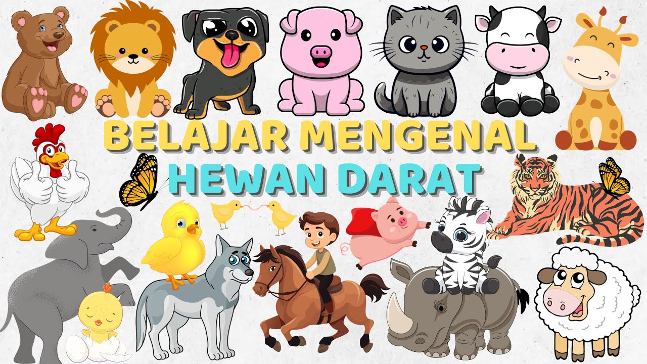 BELAJAR MENGENAL NAMA HEWAN DARAT UNTUK BALITA BAHASA INDONESIA ...