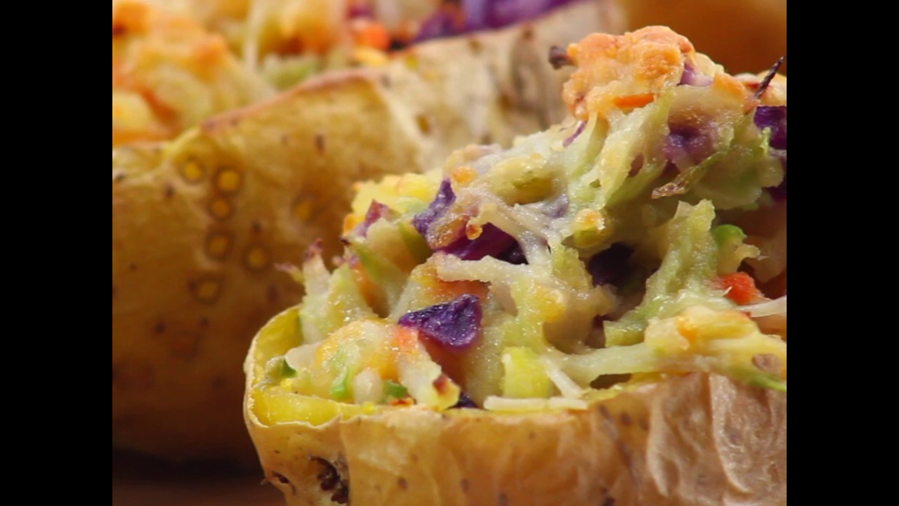 Thrice-Baked Broccoli Slaw Potatoes - YouTube