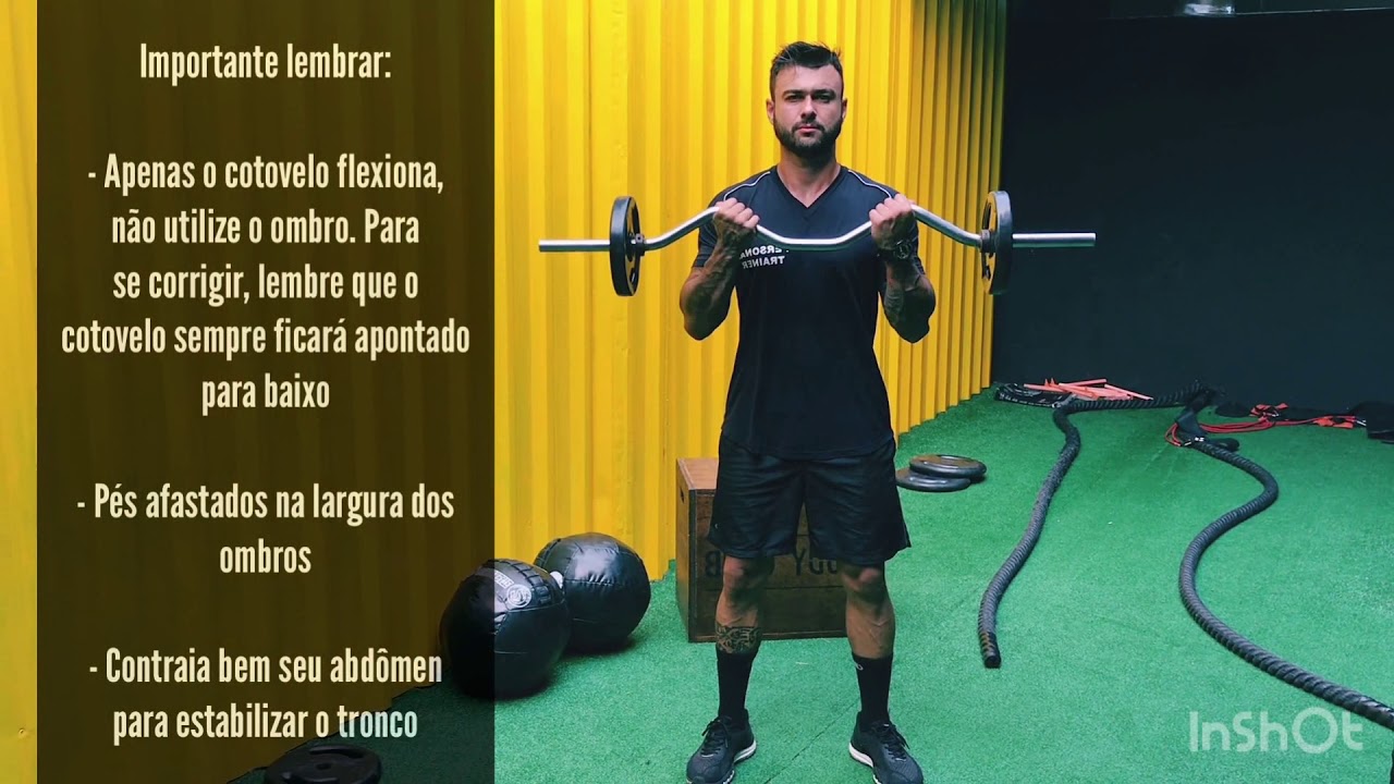 Bíceps com barra W - YouTube