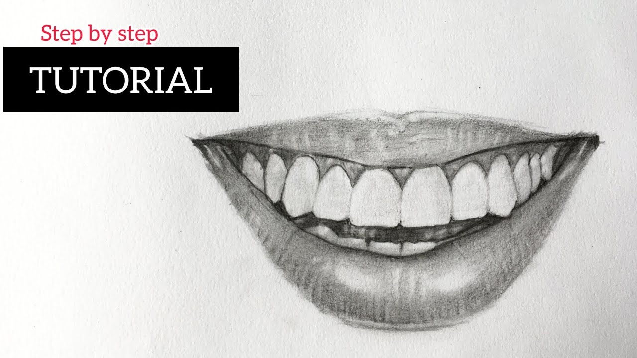 let's draw smiling lips with teeth//easy step by step for beginners # ...