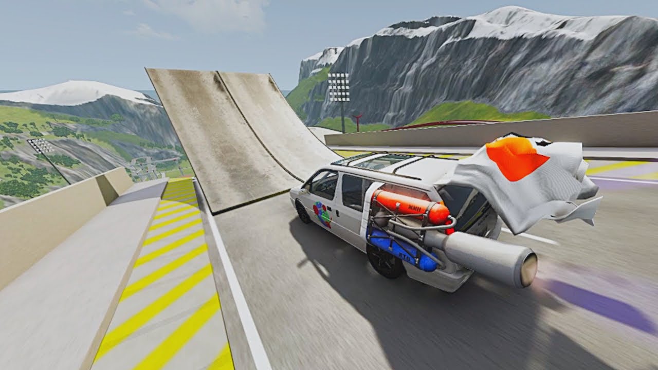 Vehicles vs Giant Ramp - Beamng.drive - YouTube