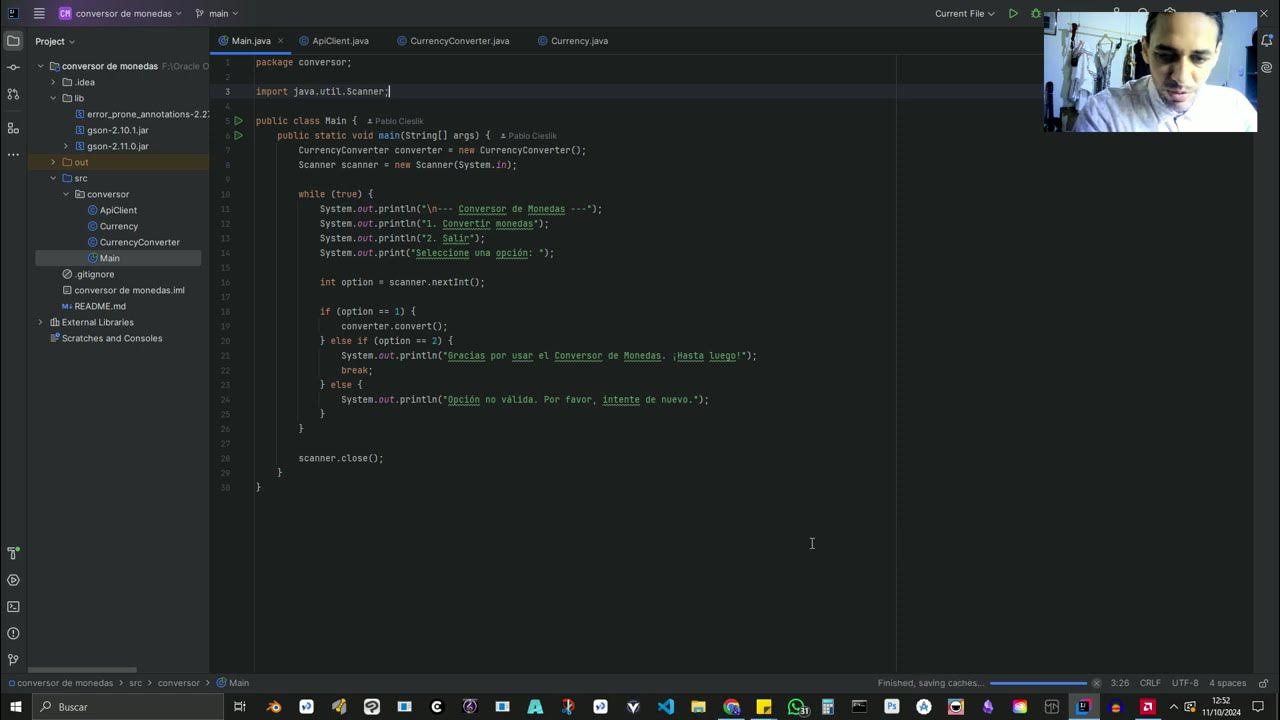 Video del conversor de monedas montado en JAVA - YouTube
