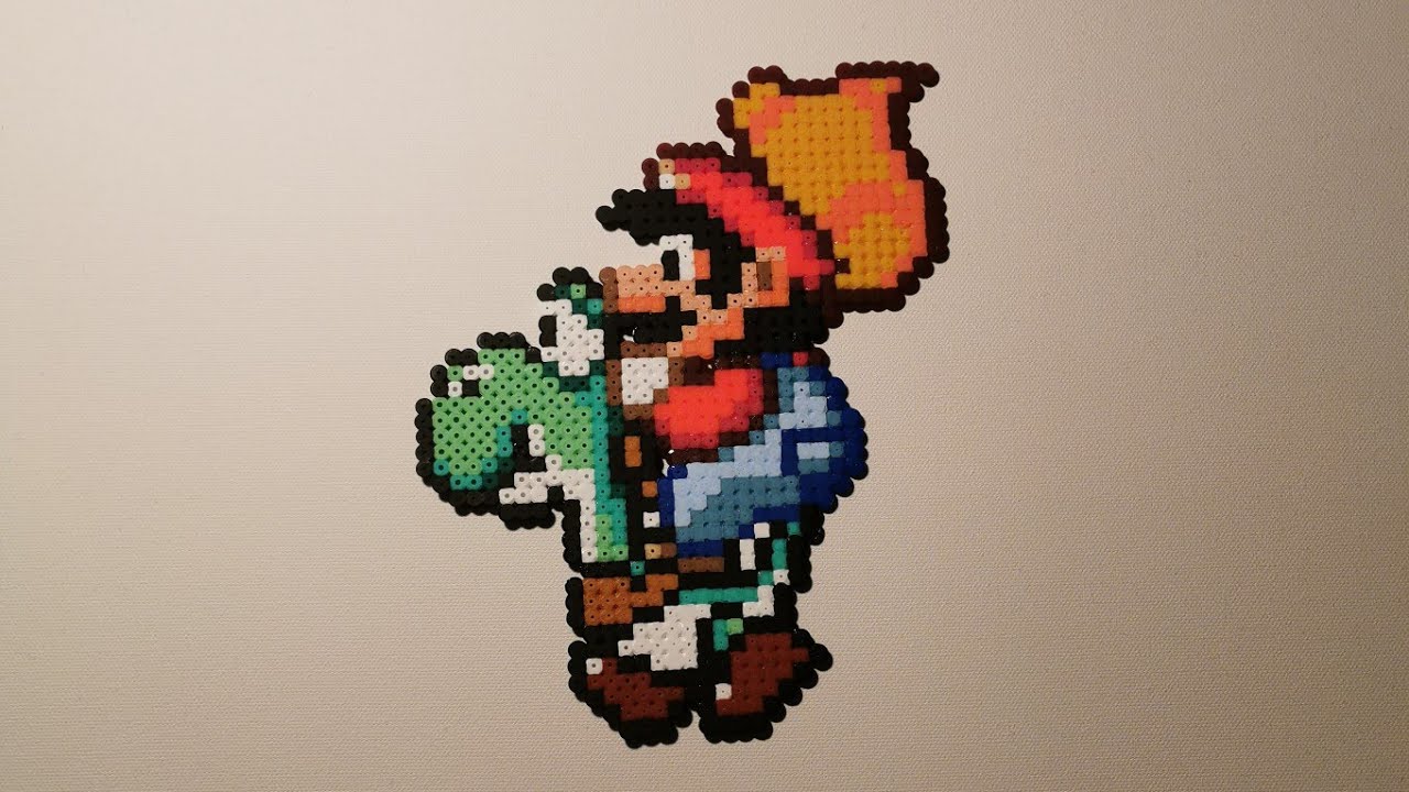 Super Mario World: cape Mario on Yoshi Hama beads timelapse build (SNES ...