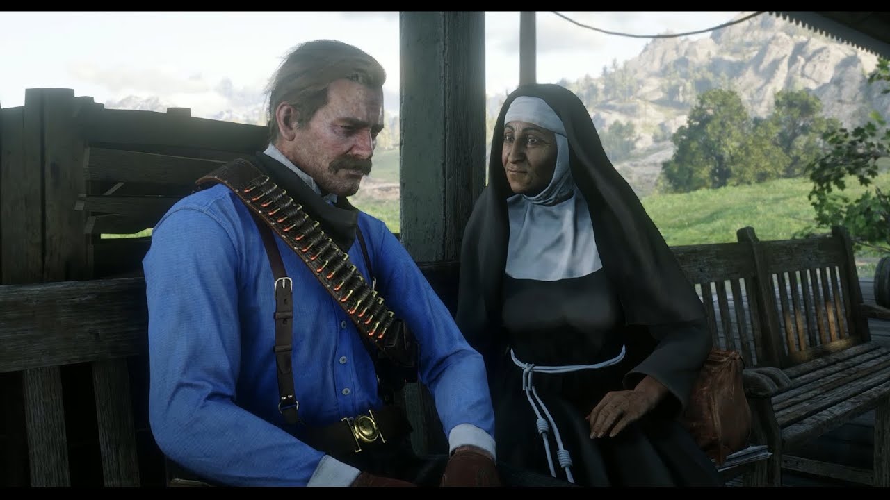 Arthur Morgan meeting with Nun - Read Dead Redemption 2 - YouTube