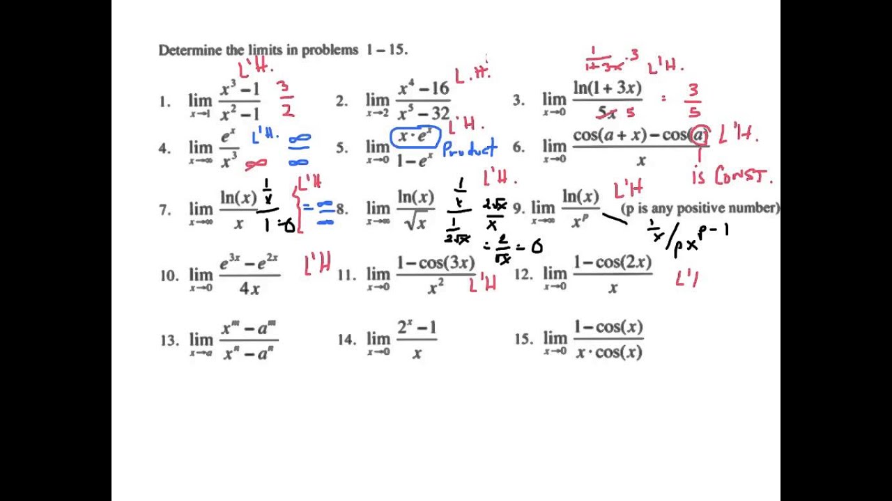 Calculus L'Hopital Examples and Limits - YouTube