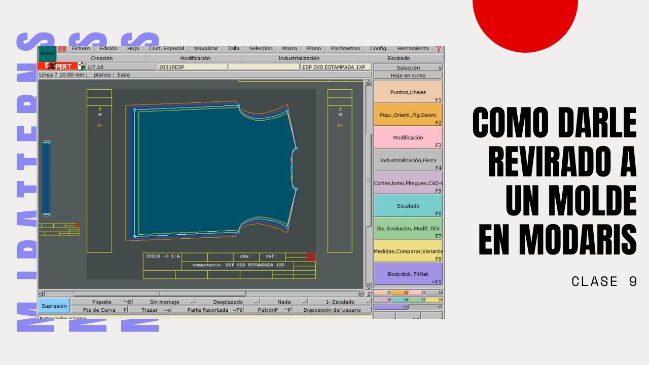 CURSO LECTRA MODARIS #9 [ COMO DARLE REVIRADO A UN MOLDE ] - YouTube