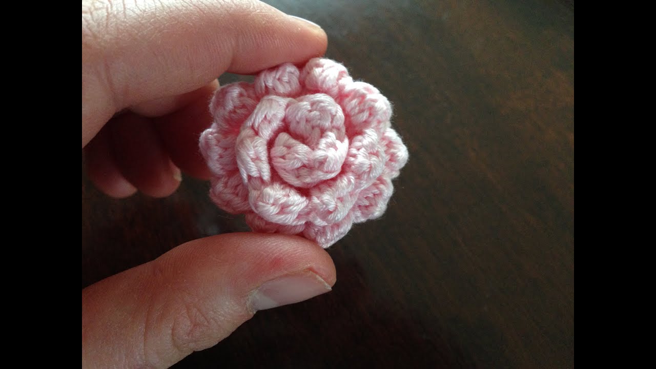 CC Crochet small rose - YouTube