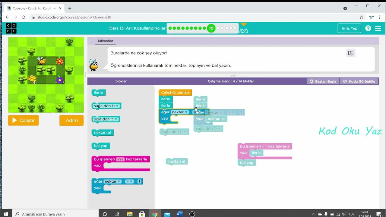 CodeOrg Kurs 2 (13. Arı: Koşullandırıcılar) - YouTube