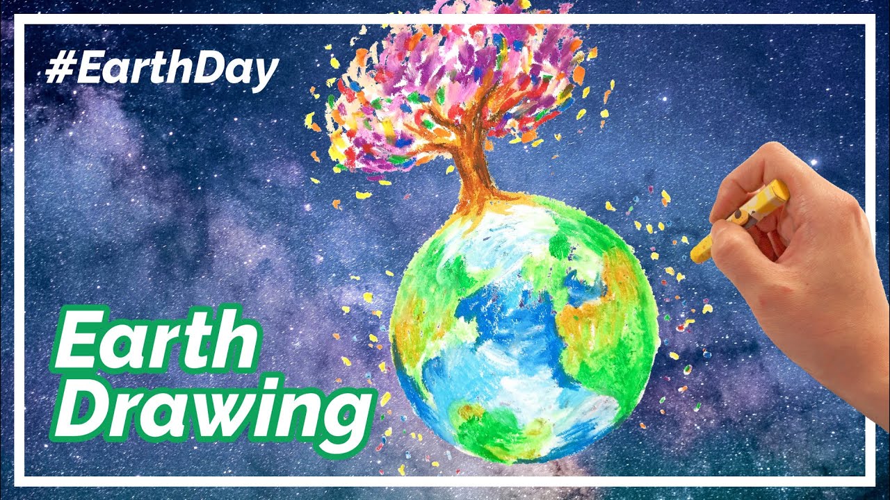 Earth Day | How to Draw Earth and Tree with Oil Pastels | World ...