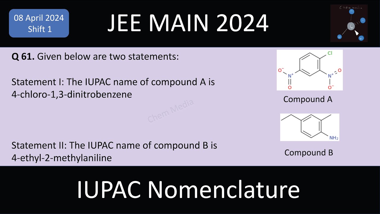 Given below are two statements: Stat. I: The IUPAC name of compound A ...