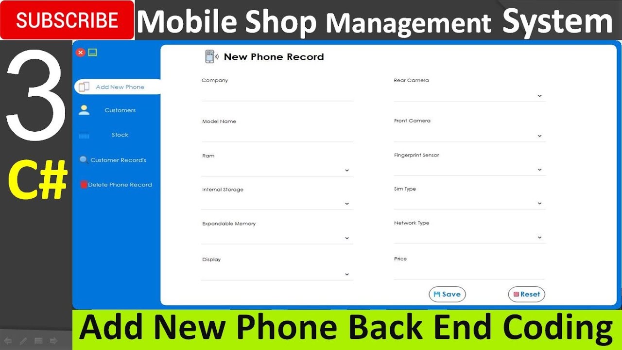 3. Mobile Shop Management System in C# - Add New Phone Back-End Coding ...