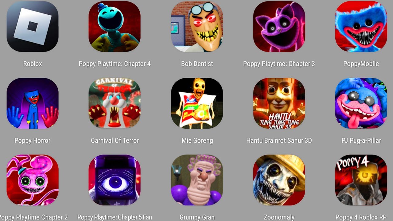Poppy Playtime Chapter 4,Poppy 5 Fanmade,Poppy 1 2 3,Roblox,Grumpy Gran ...
