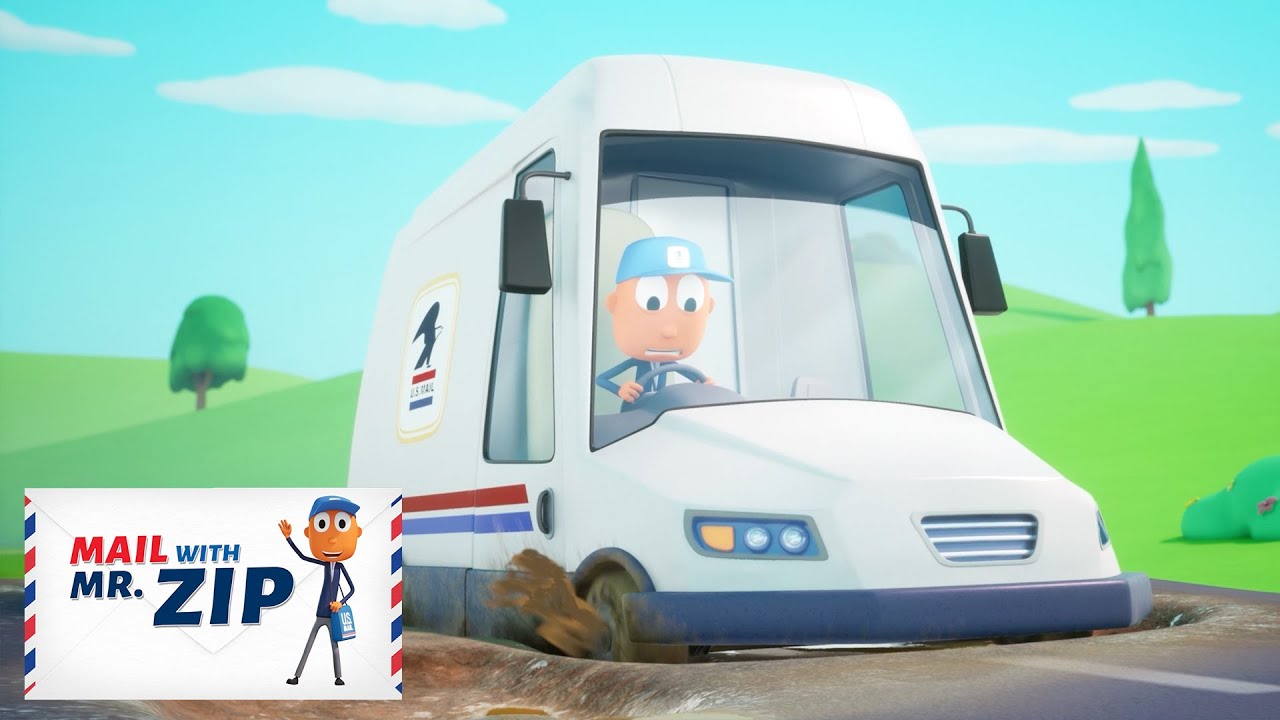 Uh Oh! The Mail Truck is Stuck! 😲 | @MailWithMrZIP Fun Mailman Cartoons ...