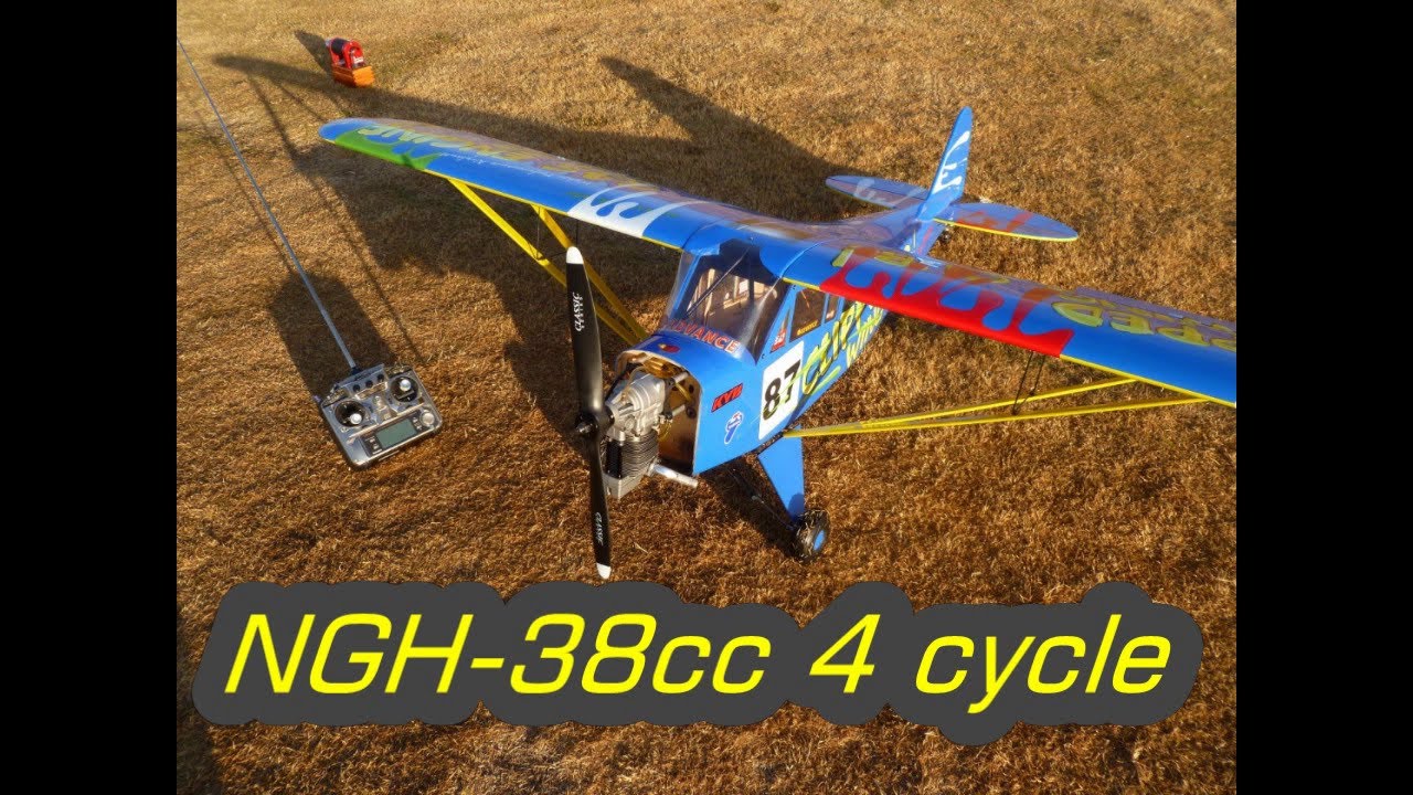NGH-38 4 cycle engine, take offs and landings - YouTube