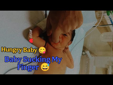 Hungry Newborn Baby 😋 Sucking My Finger 😅 | Cute Baby