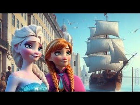 Elsa and Anna Frozen travel to Portugal on ship. Fantasy Drawings, AI ...