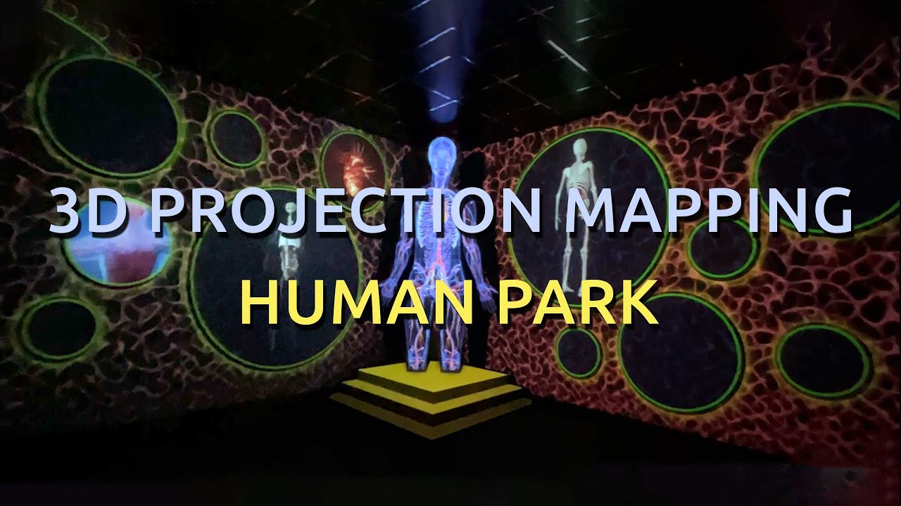 3D projection mapping on a human body - human park theme park - YouTube