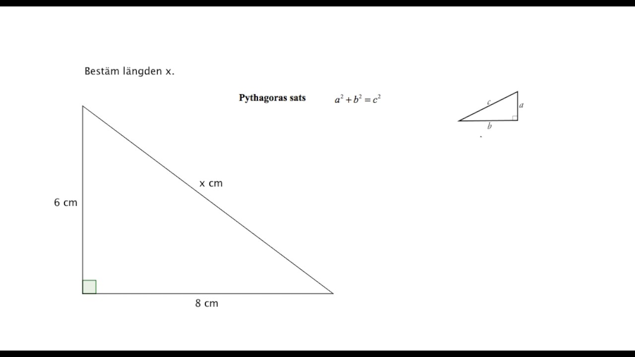 Pythagoras sats - ett exempel - YouTube