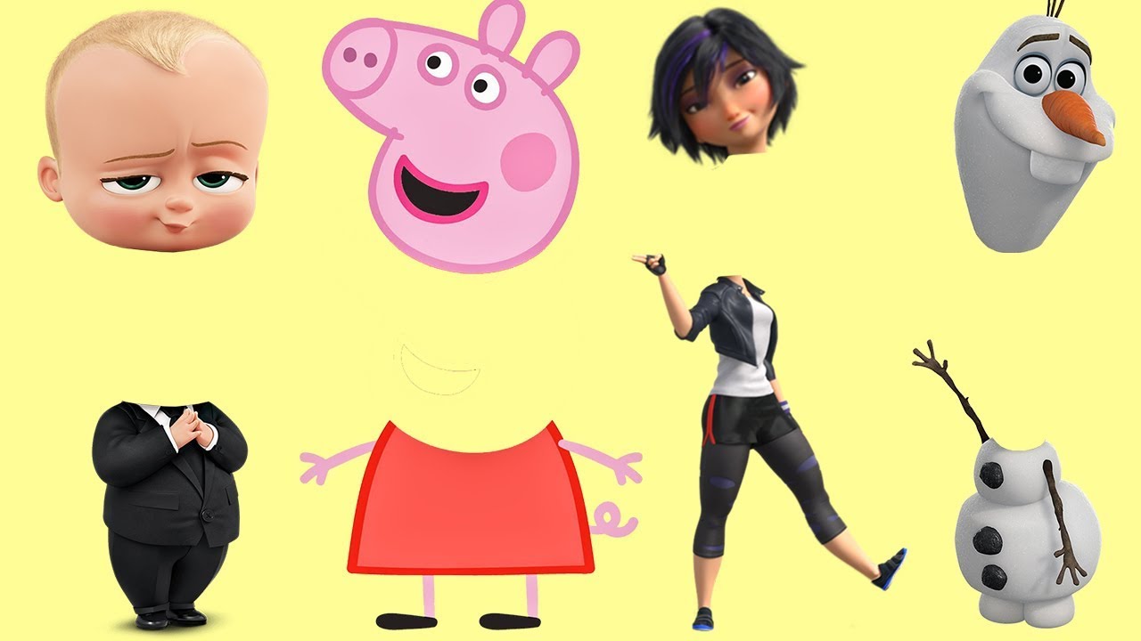 Wrong Heads cartoon Frozen Big Hero Boss Baby Peppa Pig Nursery Rhymes ...