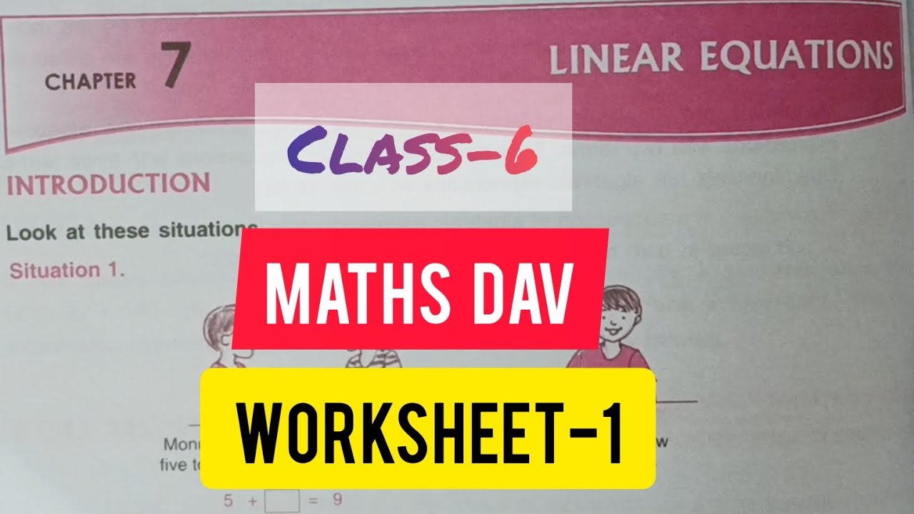 dav class-6 maths/worksheet-1/ ch-7 linear equation/ solution - YouTube