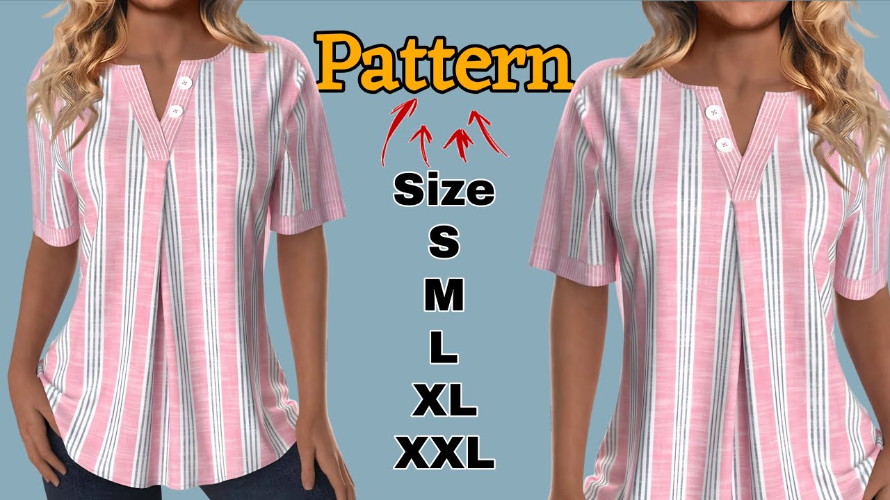 ️️ Easy Sewing Pattern for a Trendy & Beautiful Blouse With Pleated ...