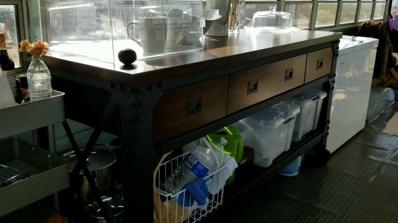 School Bus Conversion Kitchen Tour - Off Grid Living - YouTube