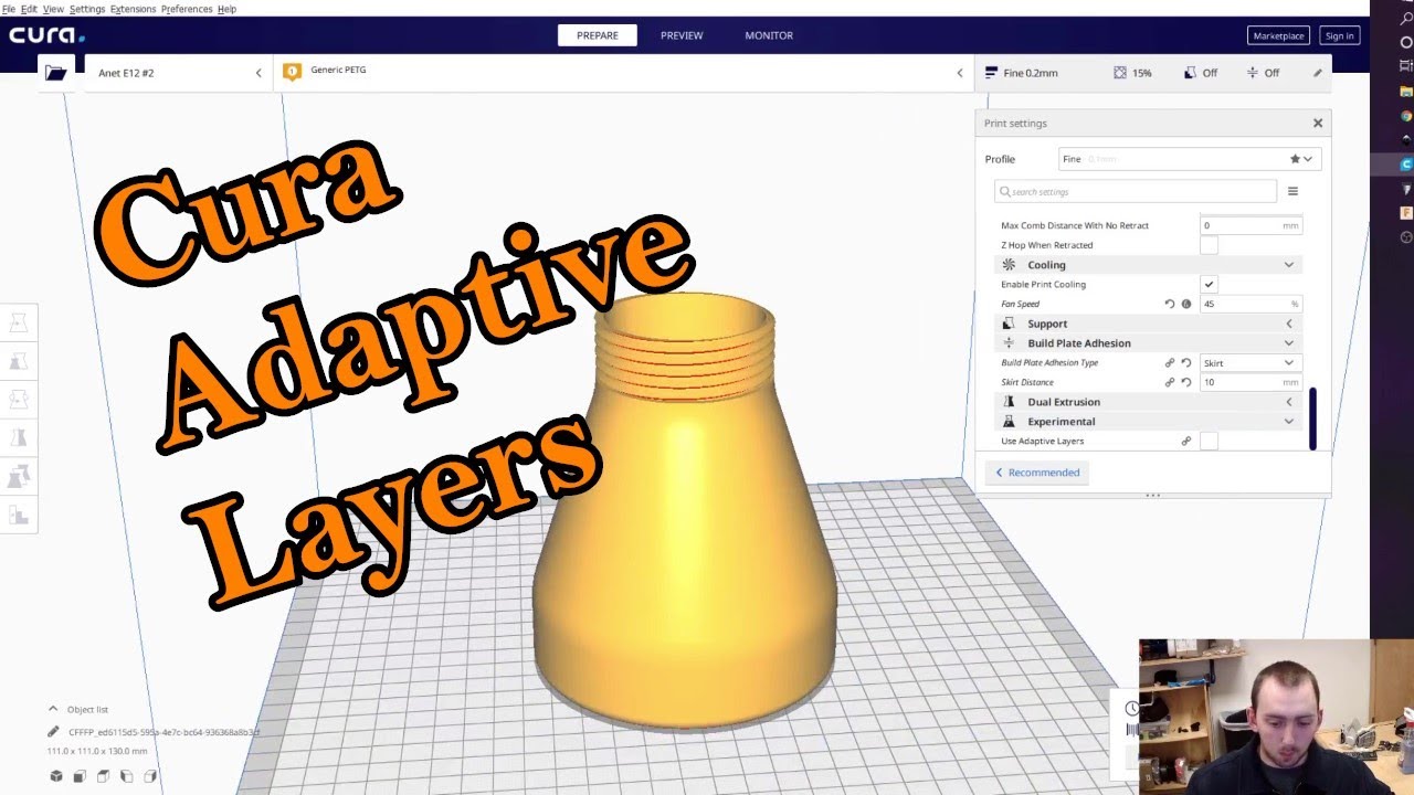 3D Printing Cura Adaptive Layering - YouTube