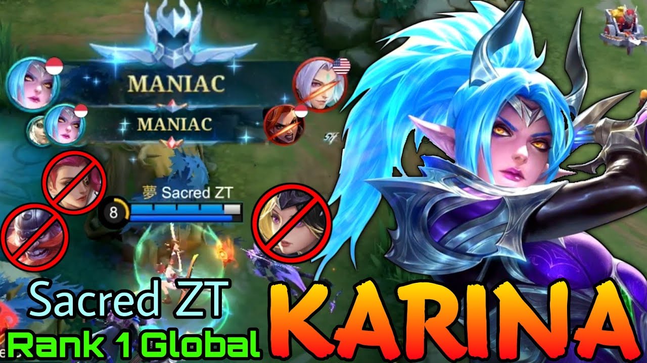 2x MANIAC Karina WipeOut All Enemies! - Top 1 Global Karina by Sacred ...