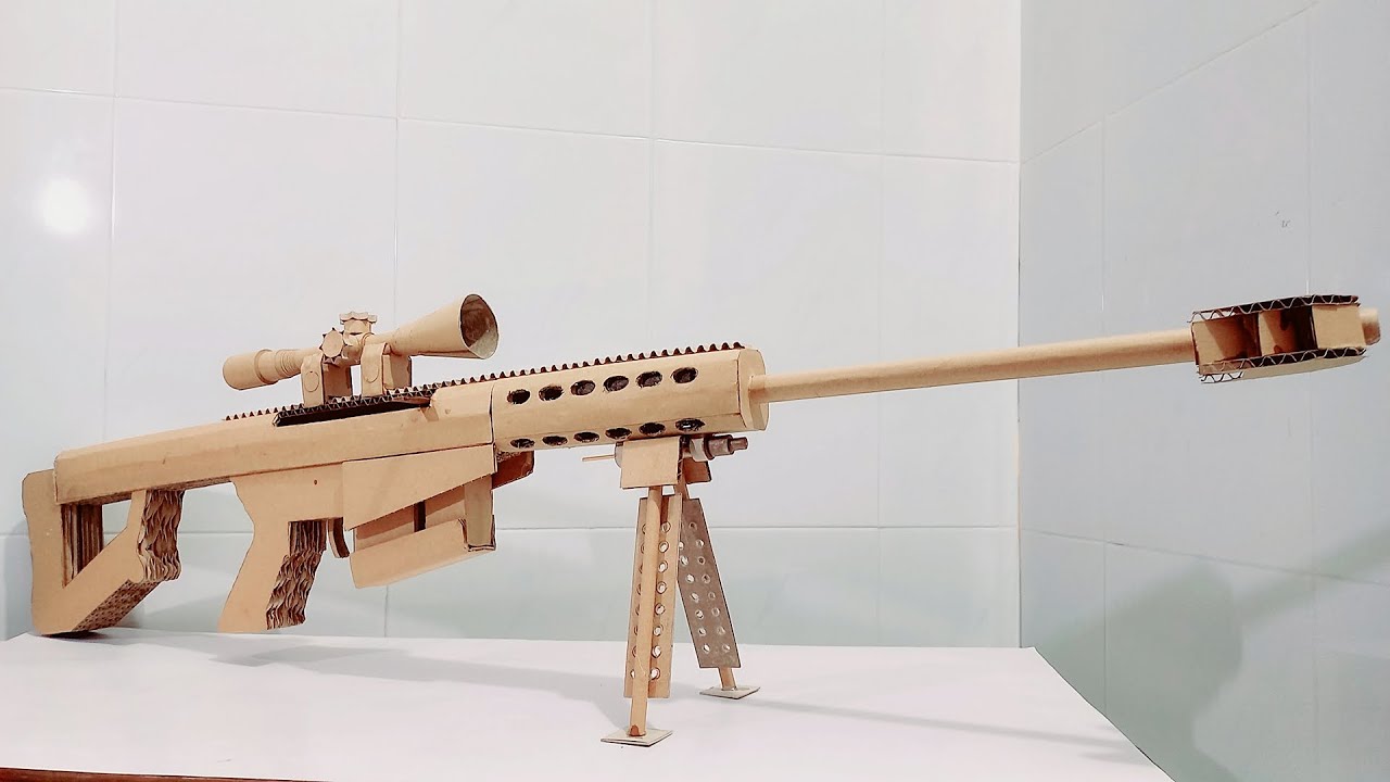 Làm khẩu BARRETT có thể bắn từ thùng giấy bỏ | How to make cardboard ...