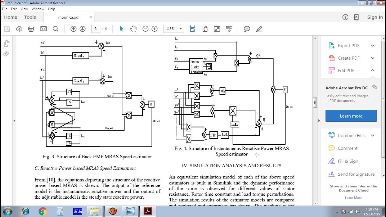 Dynamic Performance Analysis of MRAS Based Speed Estimators for Speed ...