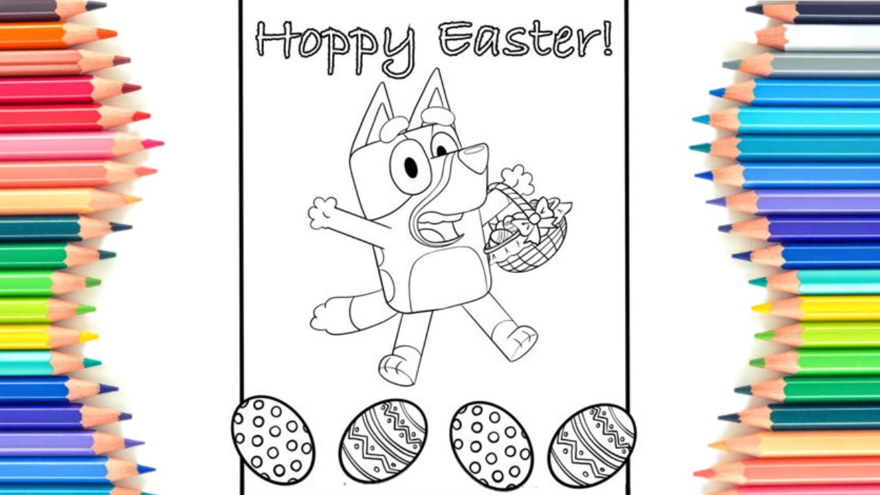 Bluey Coloring Page for Toddlers | Bluey Easter Egg Hunt | Dollar Toys ...
