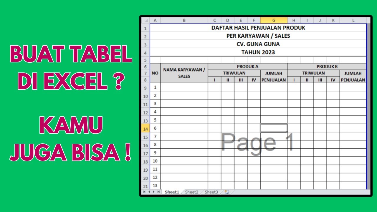 Cara Mudah Membuat Tabel di Excel untuk Pemula - YouTube