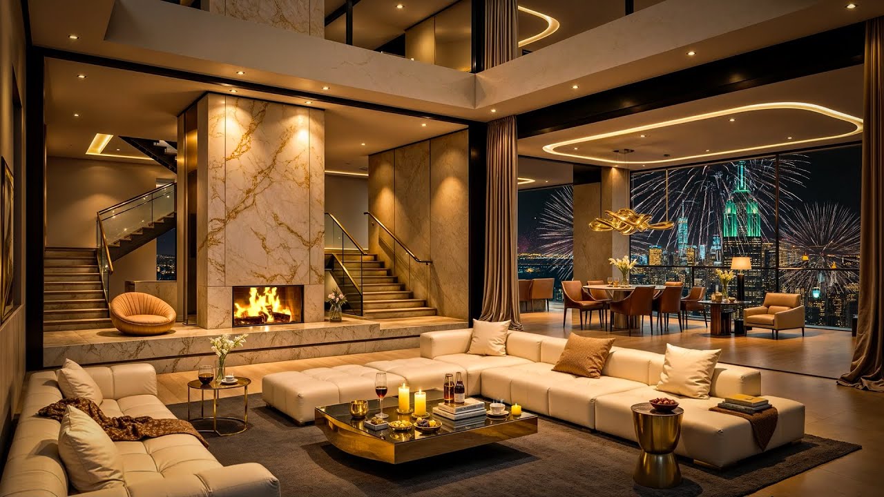 Welcome New Year 2026 in Cozy NYC Luxurious Apartment 🌃 Relaxing Jazz ...