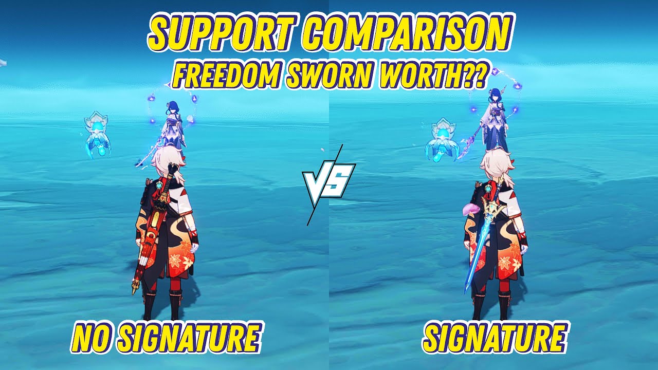 Kazuha: FREEDOM SWORN vs NO SIGNATURE Weapon - Genshin Impact 2024 ...