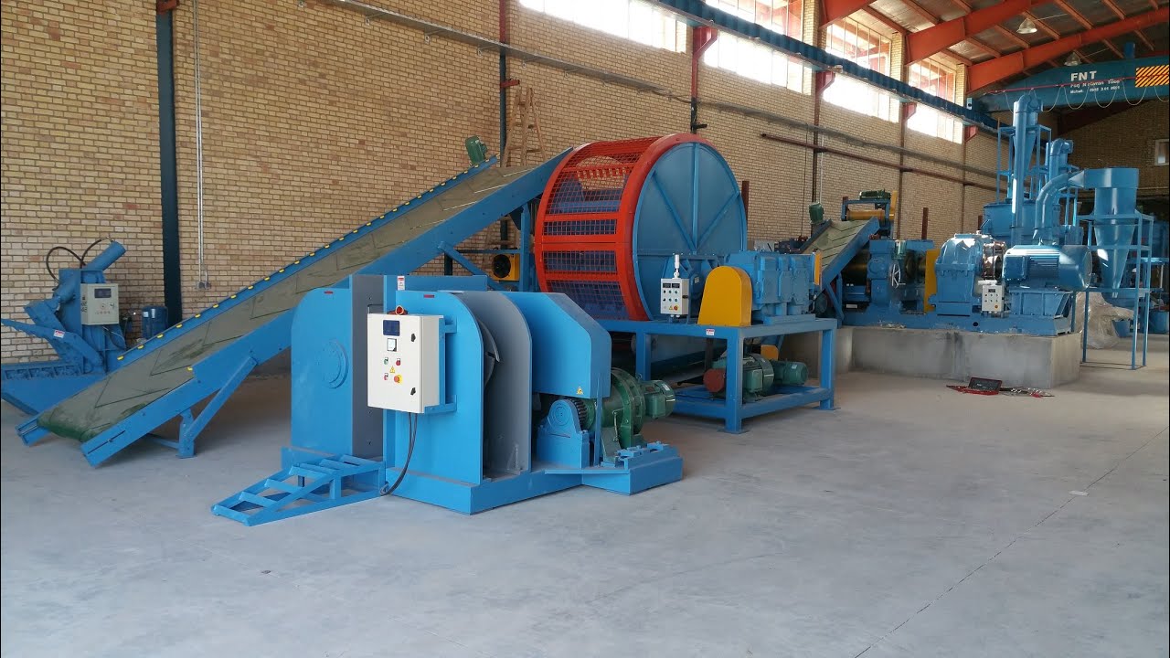 Complete Tire recycling rubber powder plant PLC - YouTube