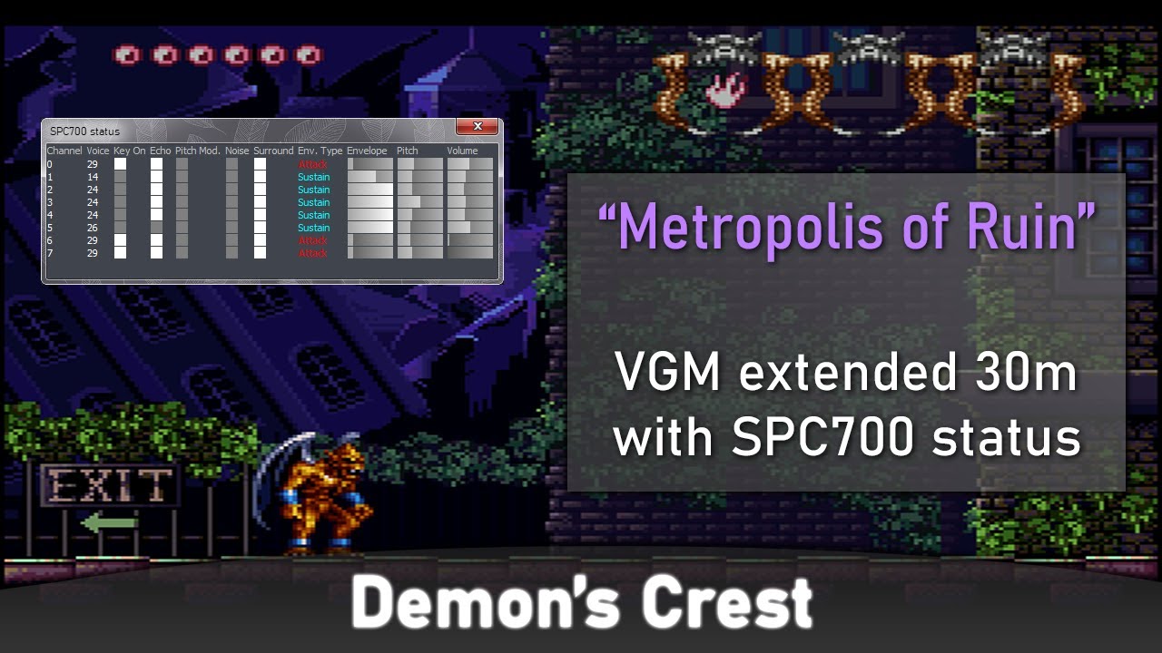 [VGM] Demon's Crest - "Metropolis of Ruin" (Extended 30m + SPC700 ...