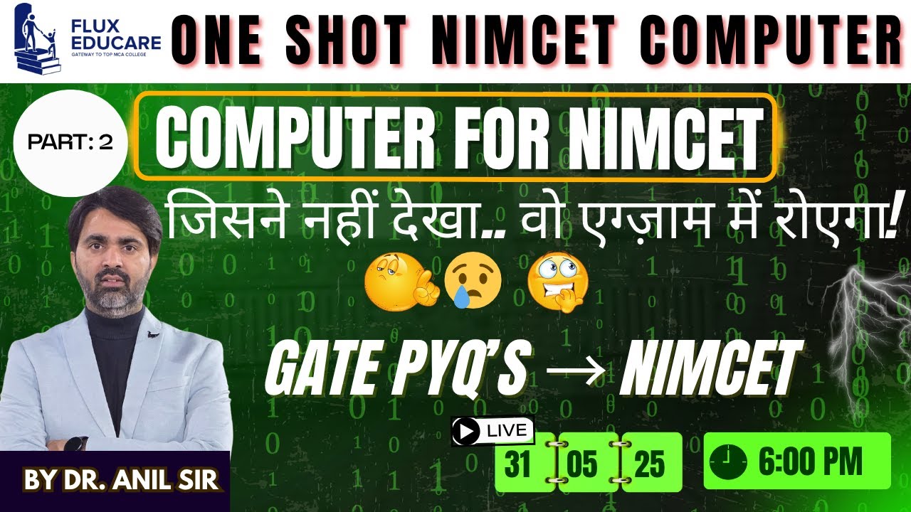 Part 2 | One Shot Class for NIMCET with GATE PYQs | Sure Selection | Dr. Anil Kumar ...