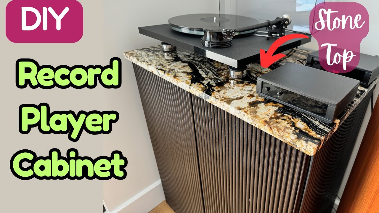 DIY Vinyl Record Cabinet + Quartz Stone Benchtop + Oak Dowels - YouTube