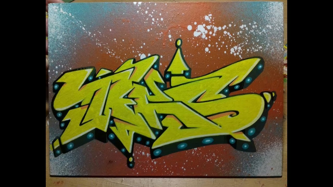 Graffiti on canvas speed art TEKS - YouTube