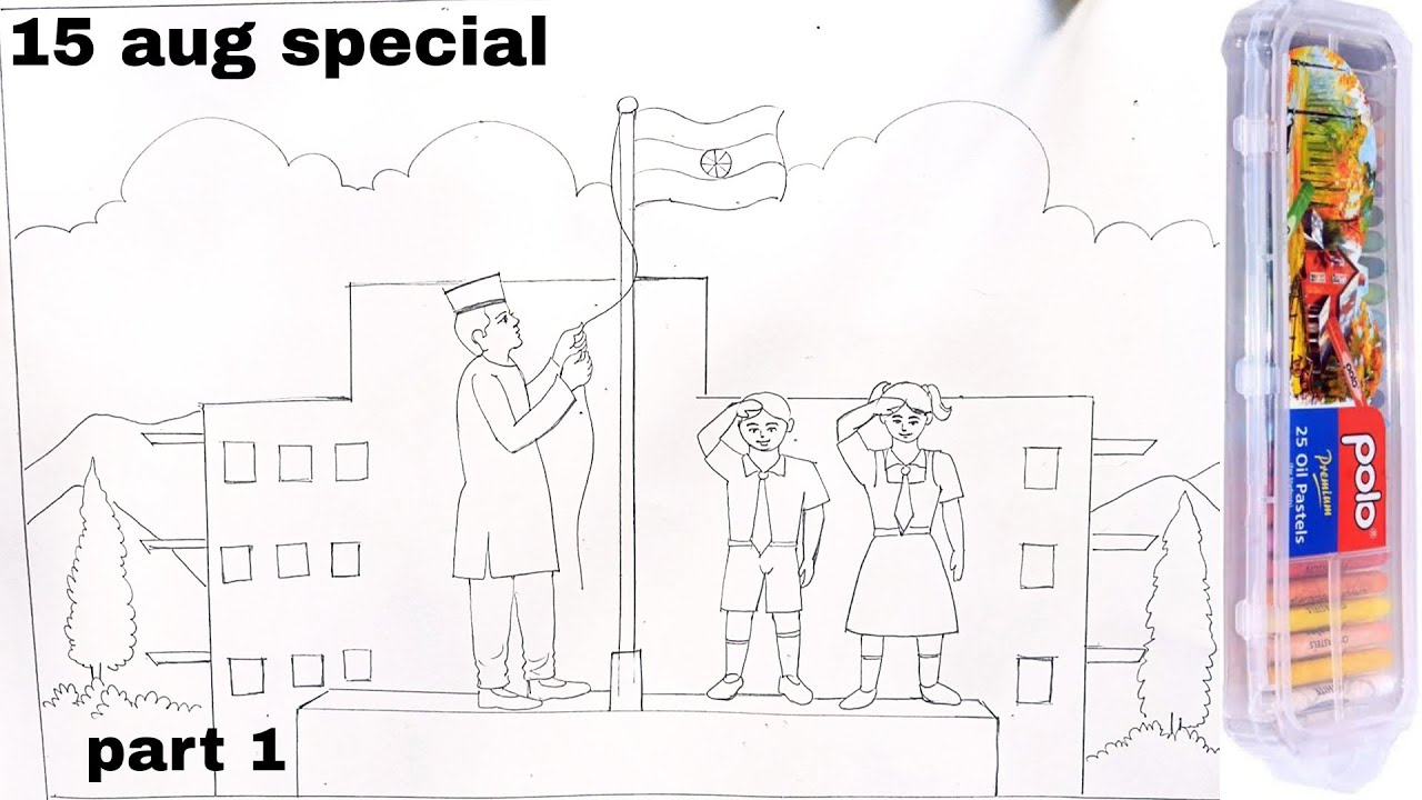 Independence day celebration scenery drawing/easy independence day ...