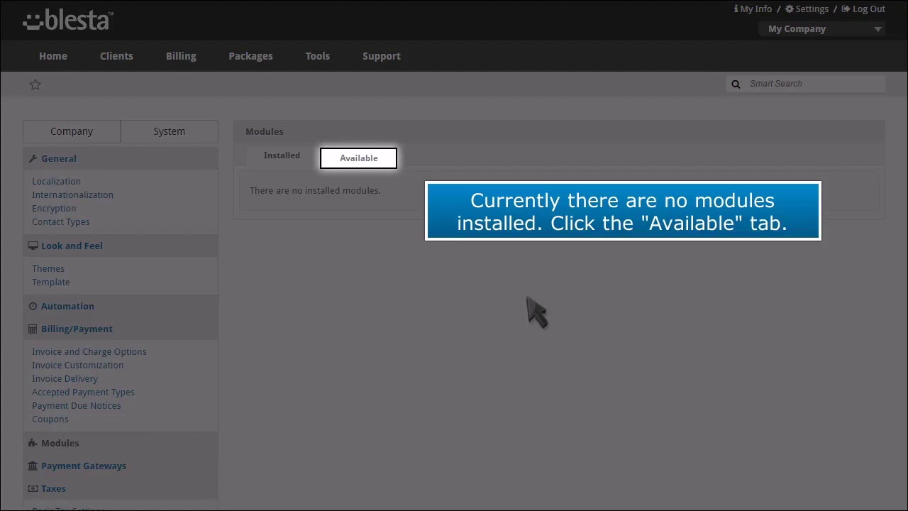 9) How to install modules in Blesta by Gecko Websites - YouTube