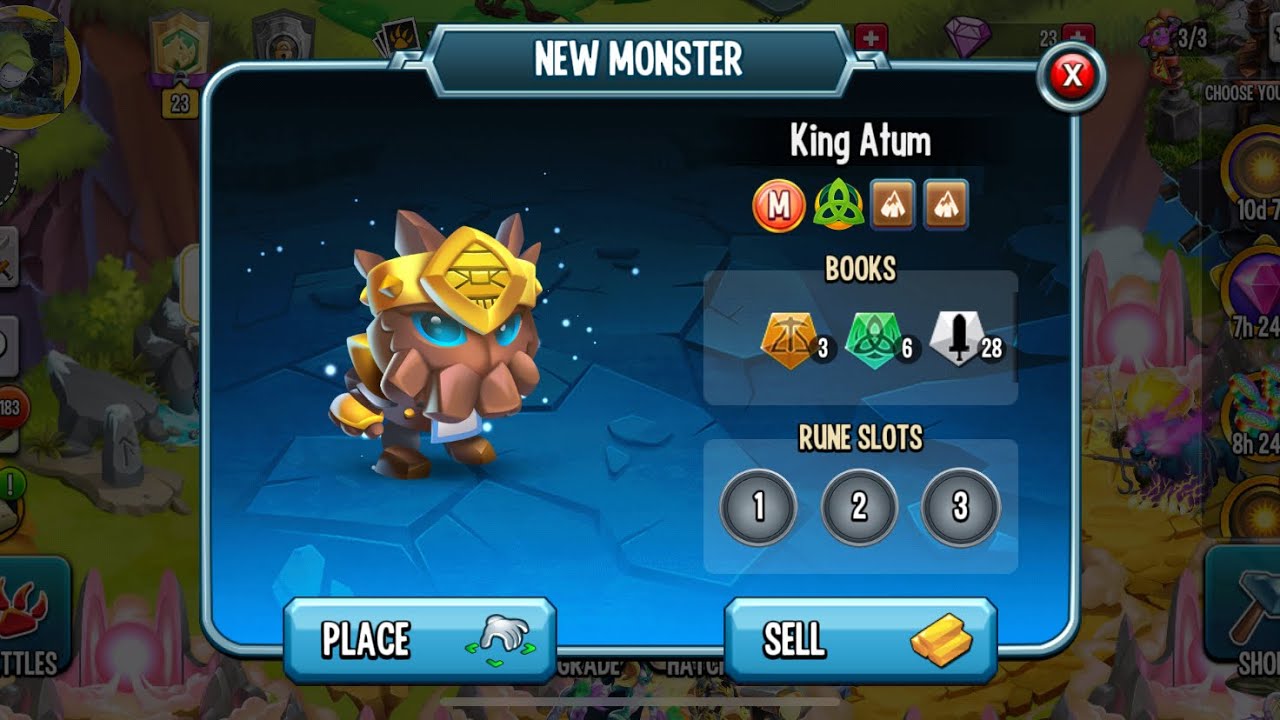 Hatching Mythic “King Atum” Monster Egg and Leveling it up in Monster ...