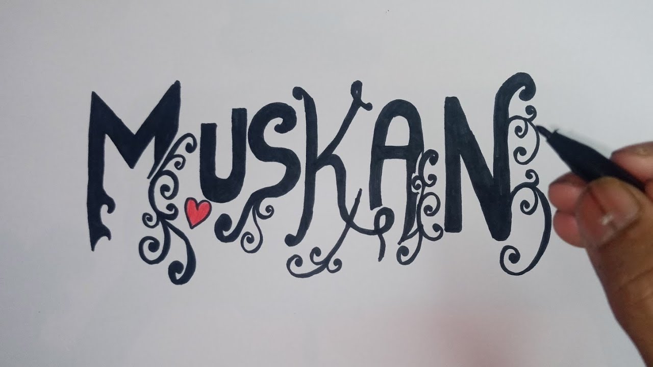 How to draw Muskan name drawing || writing Art for Beginners - YouTube