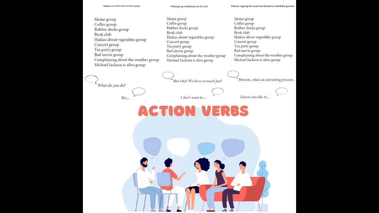 Action Verbs. ESL Speaking. Freer Practice - YouTube