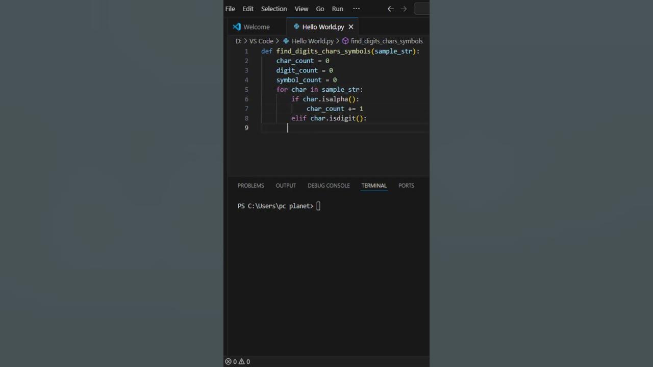 Python masters code for count letters, digits and symbols in a string #python #coding # ...